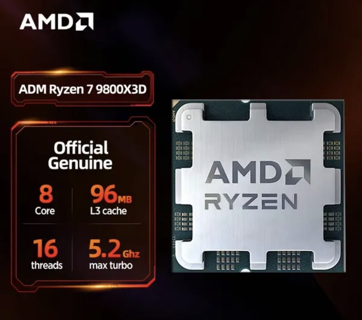 AMD Ryzen 7 9800X3D – 8‑Core CPU bei Dhgate